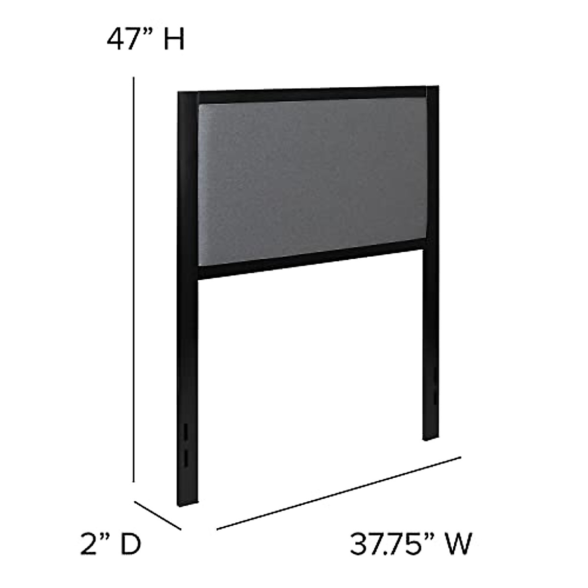 Flash Furniture Melbourne Metal Upholstered Twin Size Headboard in Dark Gray Fabric