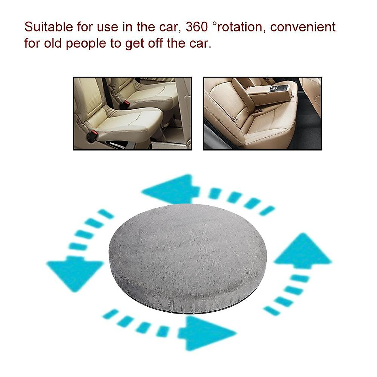 Rotating Swivel Seat Cushion, 360 Degree Rotation Skidproof Car Seat Cushion Convenient for Sitting or Standing from Car Used for Pregnant Women Elderly Use, 15 Inches in Diameter