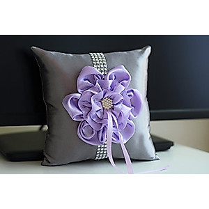 Lavender Flower Girl Basket Lilac Ring bearer Pillow Lavender Ring Pillow Basket Set Lilac Gray Wedding Basket Gray Wedding Pillow