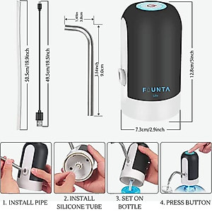 Electric Water Dispenser Pump - Food Grade Pump Pressurized for Easy Dispensing - Battery Powered Water Dispenser Compatible w/ 2-5 Gallon Water Bottles - Ideal for Home/Office/Camping Use