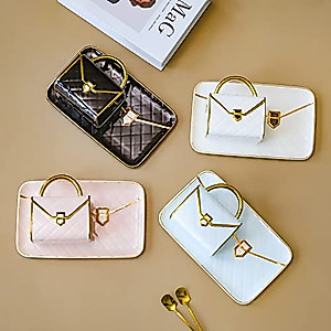 Roaqua Coffee Mug,Tea Cup Set,Coffee Cups Ceramic Travel Mug,Handbag Shaped Mug With Saucer And Spoon,Halloween Mugs With Gift Box For Women(Pink)