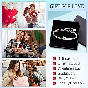 TAGOMEI Initial Bracelet for Women Teens, Stainless Steel Silver Dainty Letter Bracelets, Personalized Initial Charm Alphabet Jewelry Gifts