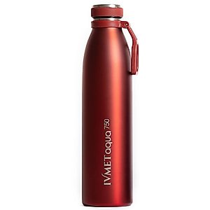 IVMET Aqua Stainless Steel Double Wall Vacuum Insulated Drinking Bottle Flask thermos Hydro Metal reusable Canteen for Sport School Fitness Outdoor (Ruby Red, 25 oz/750 ml)