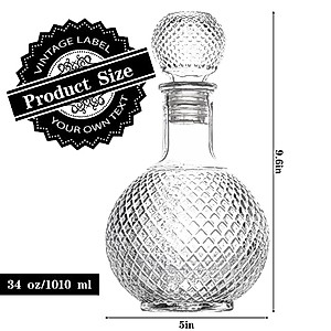 Gifts for Men Dad,Glass Liquor Decanter with Airtight Globe Stopper, Whiskey Decanter for Alcohol, Wine, Mouthwash, Bourbon, Brandy, Liquor, Juice| 33.81 oz