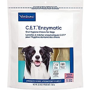 Virbac C.E.T. Enzymatic Oral Hygiene Chews, Medium Dog, 30 Count