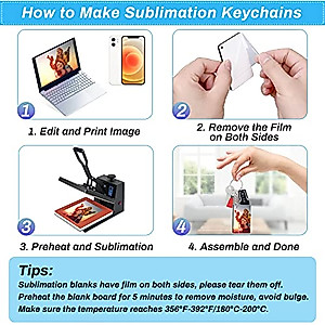 Modacraft Sublimation Keychain Blanks Bulk 120Pcs Sublimation Keychain Blanks Set with Rectangle Sublimation Blanks, Keychain Tassels, Keychain Rings and Jump Rings for DIY Keychain Crafting