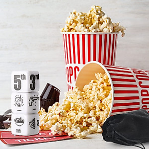 Landhoow 3 Pcs Dinner and a Movie Decider Dice Valentines Day Gifts for Him Her Decision Dice with a Black Velvet Storage Bag for Couples Games Wedding Honeymoon Anniversary Present, 0.8 Inch