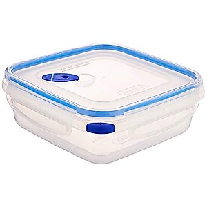 Sterilite 03314706 Ultra Seal 4.0 Cup Square Food Storage Container, Clear and Blue