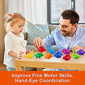 Matching Numbers Fine Motor Toy - Double-Sided Preschool Dinosaur Counting Learning Toy for Number Recognition Improvement, Montessori Educational Toys for Toddlers 18 Months and Up, Boys and Girls…