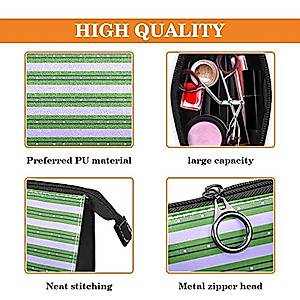 TBOUOBT Cosmetic Travel Bags, Makeup Case, Makeup Bag for Toiletries, green purple stripe
