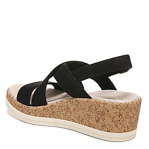 BZees Womens Radiant Cork Strappy Wedge Sandal, Black, 8 US
