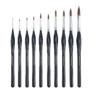 Transon 10pcs Miniature Model Natural Hair Round Painting Brush Set for Warhammer 40k Detail Art Painting Watercolor Painting Acrylic Painting Gouache and Ink Painting