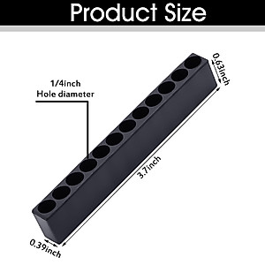 Kigley 20 Pcs 12 Holes Hex Shank Bit Holder Screwdriver Head Storage Case Drill Bit Organizer Plastic Drill Bit Case Drill Bit Storage Fit for 1/4 Inch Hex Shank (Black)