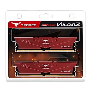 TEAMGROUP T-Force Vulcan Z DDR4 16GB Kit (2x8GB) 3200MHz (PC4-25600) CL16 Desktop Memory Module Ram Red TLZRD416G3200HC16FDC01