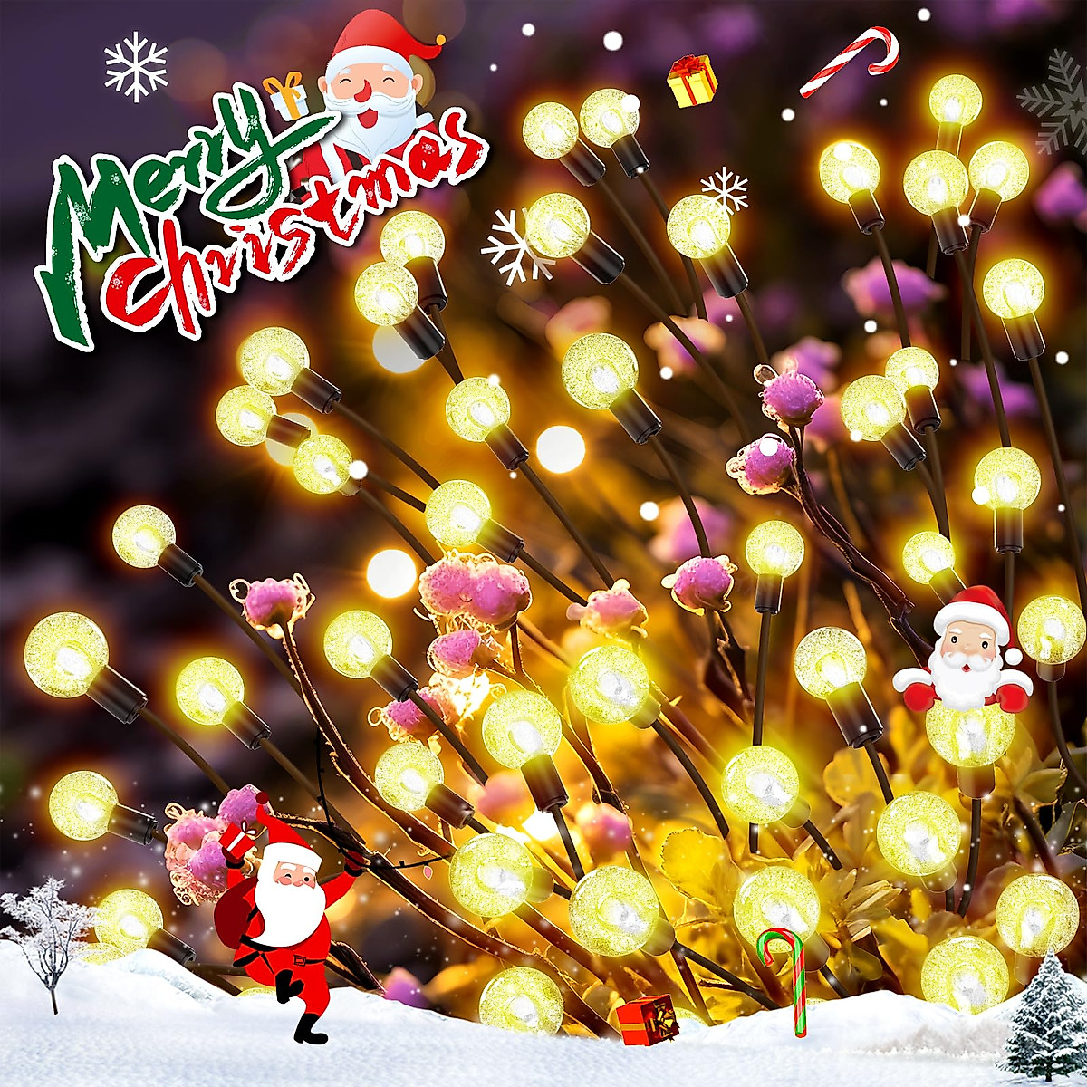 URAGO Solar Lights for Outside, New Upgraded Solar Garden Lights with 16 LED Crystal Bubble Bulbs, Solar Lights Outdoor Waterproof, Firefly Lights Outdoor Yard Patio Pathway Christmas Decorations