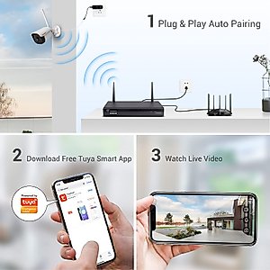 TIGERSECU 1080P WiFi NVR Security Camera System with 1TB Hard Drive, 8 Channel NVR, Weatherproof Cameras, Two Way Audio, Siren, AI Human Detection