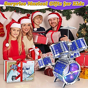 Upgraded Kids Drum Set for Toddlers 1-3, Kids Jazz Drum Ages 3-5, Star Light up Musical Instrument Toys for Boys Girls 2-5 4-6 5-7 ( All Plastic)