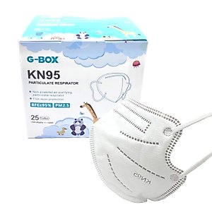G-BOX Children's 5-Layer Disposable Particulate Respirators (25-pcs, Individually Wrapped) (Plain White)