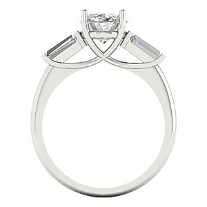 2.5 Ct Oval Cut Clear Simulated Diamond 14K White Gold Solitaire with Accents 3 Stone Engagement Anniversary Ring Size 7