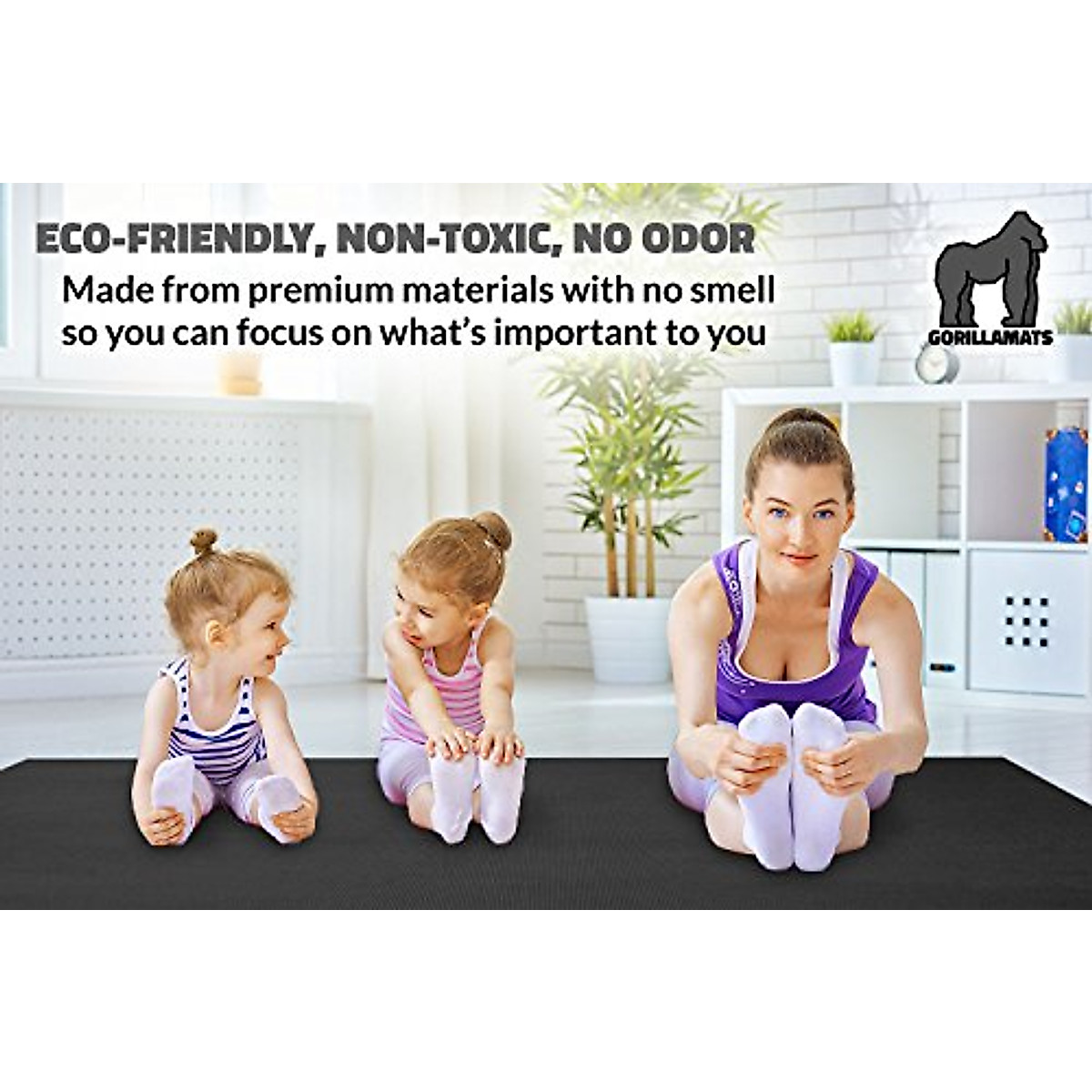Gorilla Mats Premium Large Yoga Mat – 7' x 5' x 8mm Extra Thick & Ultra Comfortable, Non-Toxic, Non-Slip Barefoot Exercise Mat – Works Great on Any Floor for Stretching, Cardio or Home Workouts