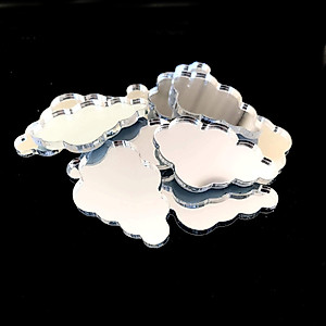 Super Cool Creations Cloud Shaped Crafting Mirrors, Set of 10, Many Colours, Shatterproof Acrylic, Silver Mirror, Pack of 10 x 4cm