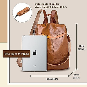 Ecoyin Backpack Purse for Women Fashion Leather Anti-theft Backpacks Ladies PU Handbags Travel Casual Shoulder Bags Black