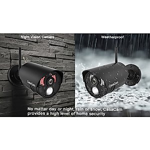 CasaCam VS802 Wireless Security Camera System with 7" Touchscreen Monitor and 2 pcs. HD Cameras, Two-Way Audio, Free APP, SD Card and Battery Installed (720p Camera, 7" Monitor)