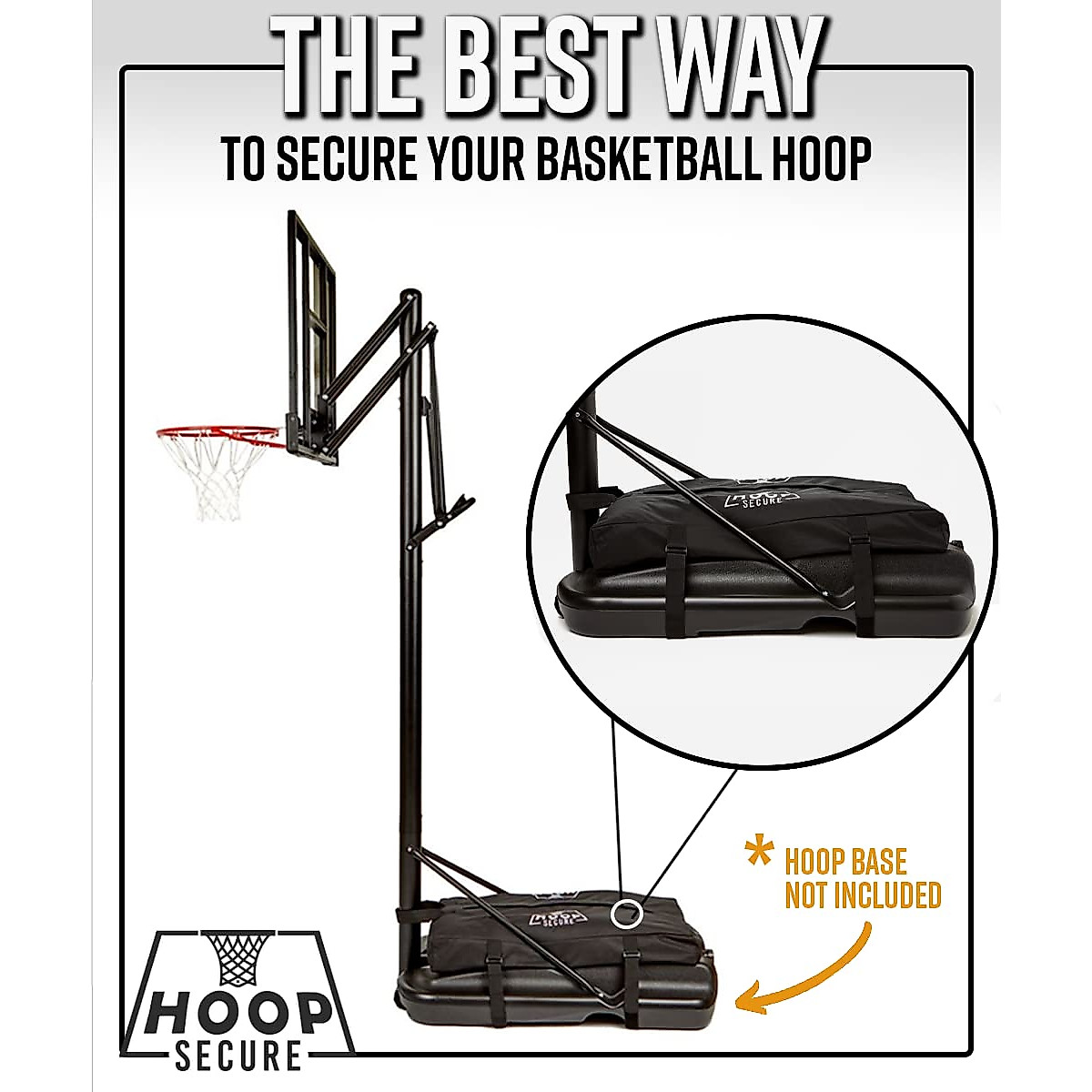 Hoop Secure Standard Size, Black - Heavy Duty Weighted Base Anchor for Basketball Hoops - Weather Resistant, Durable Design Can Hold in Excess of 300 lbs - Patents-Pending, HOA Friendly