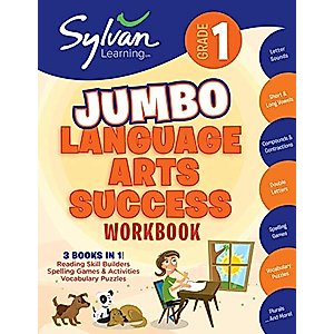 1st Grade Jumbo Language Arts Success Workbook: 3 Books In 1 # Reading Skill Builders, Spellings Games, Vocabulary Puzzles; Activities, Exercises, and ... Ahead (Sylvan Language Arts Jumbo Workbooks)