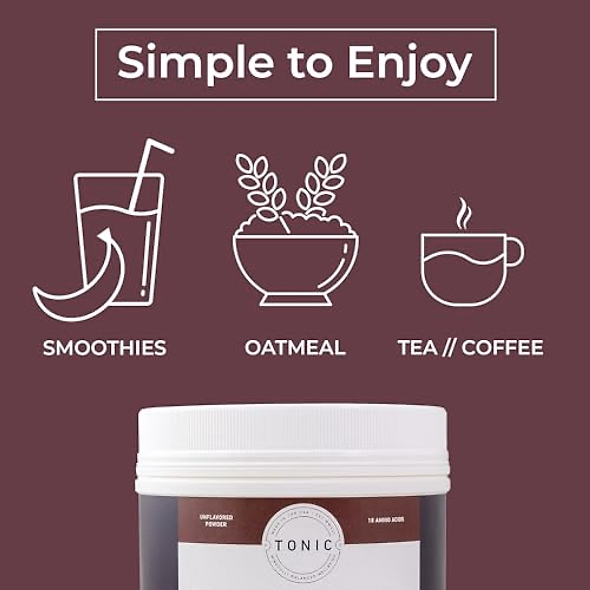 Gym & Tonic Low Calorie Collagen Protein Powder with 18 Amino Acids - Unflavored, Non-GMO, 0 Sugar, 0 Carbs, 20 Grams Clean Protein Per Serving, 1lb