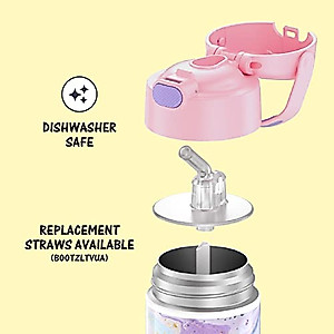 THERMOS FUNTAINER 12 Ounce Stainless Steel Vacuum Insulated Kids Straw Bottle, Dreamy
