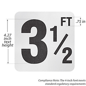 SmartSign “3 and 1/2 Ft” Adhesive Pool Depth Marker/Sign, 4" Letter Height, 20 mil Laminated Vinyl with Anti-Skid Pebbled Surface, 5.75" x 5.75", Black and White, Made in USA