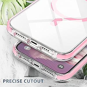 MILPROX Compatible with Magsafe for iPhone 14 Plus Clear Case 2022, Magnetic Crystal Transparent Cover Shockproof Protective Anti-Yellow Heavy Duty Bumper Shell for iPhone 14 Plus 6.7" - Pink