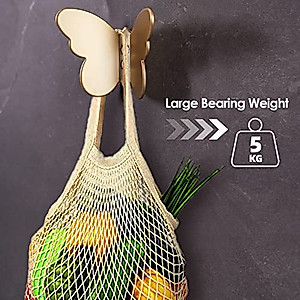 NiHome Matte Brass Butterfly Coat Hooks - Set of 2 Decorative Wall-Mounted Organizers with Multifunctional Design, Ideal for Home and Office Storage of Hats, Jackets and Purses