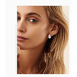 LOVE&CLOVER Elegant Freshwater Pearl Stud Earrings for Women 925 Sterling Silver, Genuine Cultured Pearls, Bridal Earrings for Women Brides Bridesmaids Wedding Gifts