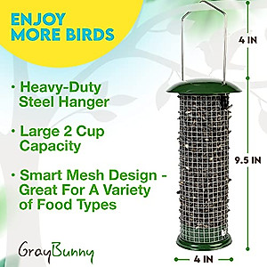 Premium Steel Sunflower Seed and Peanut Feeder, 9.5" Tall, Wild Bird Feeder for Woodpeckers, Titmice, Nuthatches, Chickadees, Jays and More, Gifts for Mom, for Women, Gifts for Dad