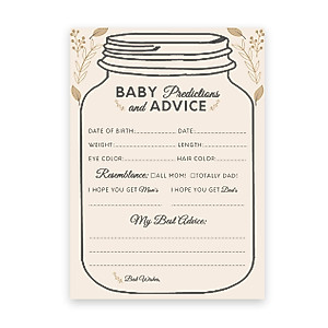 Simple-Glee Baby Shower Invitations Kit - 25 Gender Neutral Rustic Invites, Prediction and Advice Cards, Diaper Raffle Tickets - comes with Envelopes