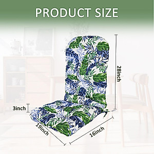 HPNSOTDR 1 Pack Fashions Outdoor 47 x 19 inch High Back Chair Cushion,Outdoor Chair Seat Cushion with Ties,Blue-Green Leaves