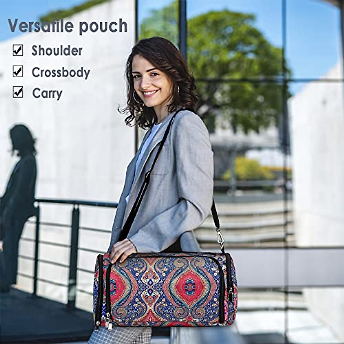 MZCXMAO Knitting Bag Crochet Storage Organizer Large Crochet Bag Yarn Bags for Crocheting Classical Yarn Holder Bag (Orange Cashew Blossom)