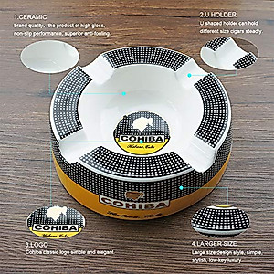 GUEVARA Cigar Ashtray Big Ashtrays for 8" Round Cigarettes Large Rest Outdoor Cigars Ashtray for Patio/Outside/Indoor Ashtray