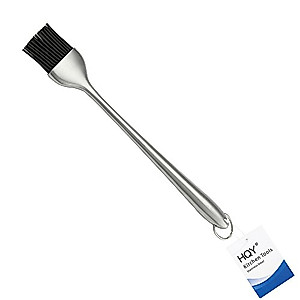 HQY Heavy-Duty BBQ Basting Brush Silicone Bristles with 12 Inch Stainless Steel Handle - Make Grilling Easy - 5 Year Guarantee
