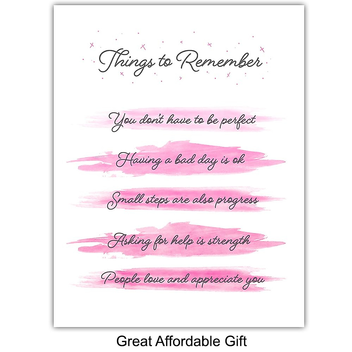 Yellowbird Art & Design Inspirational Quotes Wall Decor - Pink Motivational poster Set - Positive Affirmations Wall Art - Encouraging Gift for Women Girls - I Am - Inspiring Wall Art - UNFRAMED 8x10