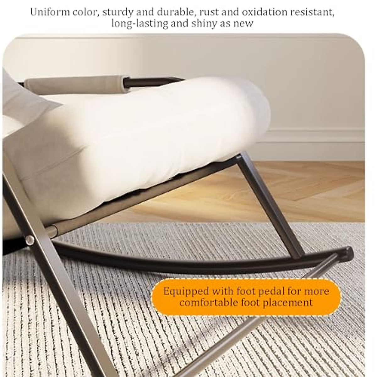 BREAUX Grand Patio Textilene Rocking Chair,Durable Metal Frame with Comfortable Cushion,Relax Armchair for Indoor(A)