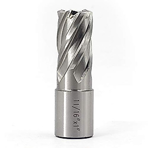 Annular Cutter JESTUOUS 3/4 Inch Weldon Shank 11/16 Cutting Diameter 1 Cutting Depth with Two-Flat HSS Kit for Magnetic Drill Press,1 Piece