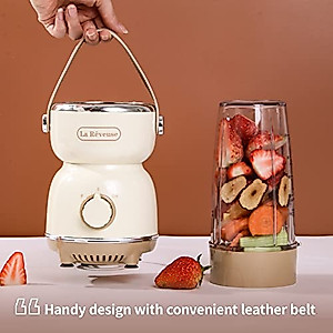 La Reveuse Personal Size Bullet Blender 300 Watts for Shakes Smoothies Seasonings Sauces with 17 oz Cup / 10 oz Mug,Retro Style