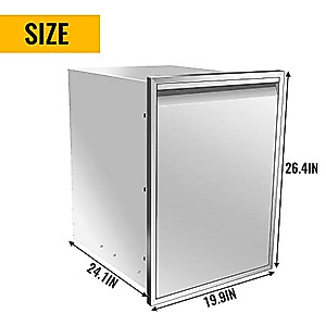 KODOM Built-in Double Trash Drawer Pull-Out Tray Outdoor Kitchen Stainless Steel Trash Drawer Storage Two Trash Bins for BBQ Island Grill Station(19" W x 27" H x 16" D)