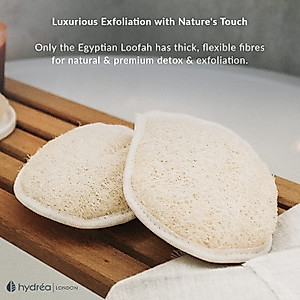 Hydrea London Exfoliating Glove - Organic Egyptian Shower Loofah & Dual-Sided Face Mitt Exfoliator - Body Scrubber for Men & Women, Dead Skin Cell Remover, & Bath Scrub for Deep Exfoliation & Detox