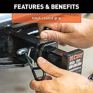 CURT 21410 Trailer Hitch Pin & Clip with Vinyl-Coated Grip, 1/2-Inch Diameter, Fits 1-1/4-Inch Receiver, Clear ZINC