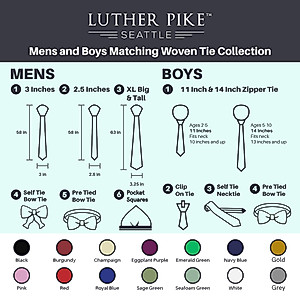 LUTHER PIKE SEATTLE Handmade Mens Pre Tied Zipper Ties For Men Woven Necktie: For Wedding Business Graduation White