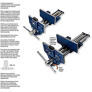 Groz 39007 Quick Release Woodworking Vise, with Trigger for Quick Adjustment